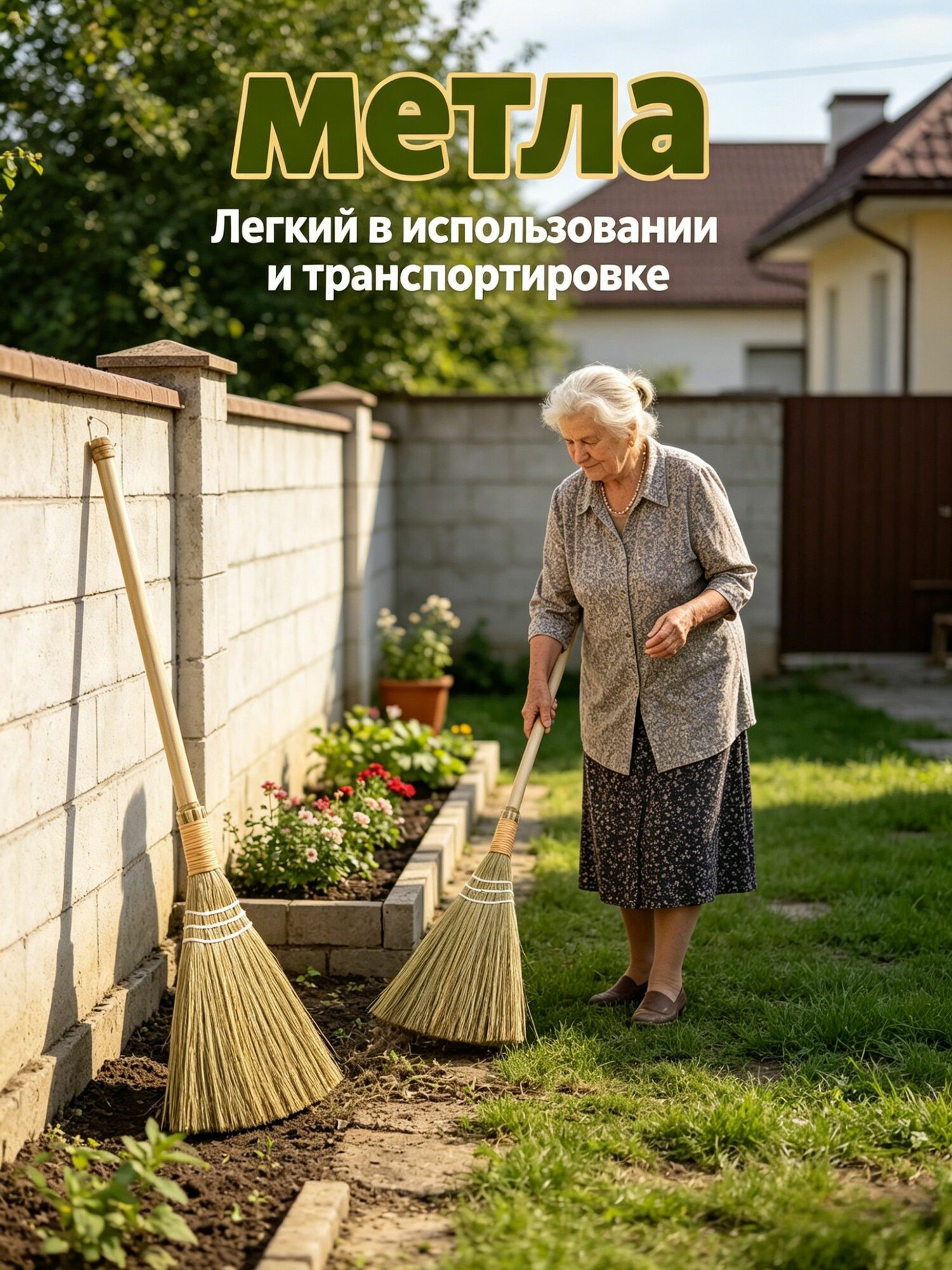 Веник из натурального бамбука - метла для уборки дома и сада
