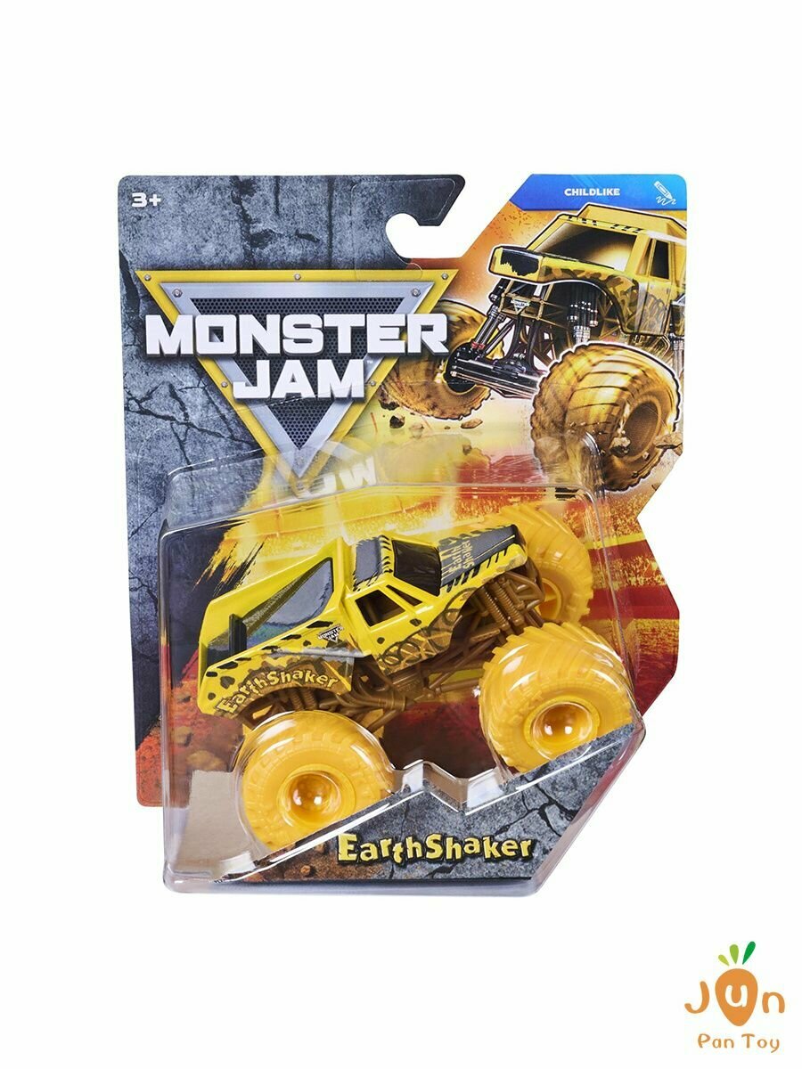 Monster Jam Childlike Series Earth Shaker Die-Cast Vehicle / игрушечная тележка из сплава с соотношением сторон 1: 64, с тонким покрытием, подходит для коллекции и подарка