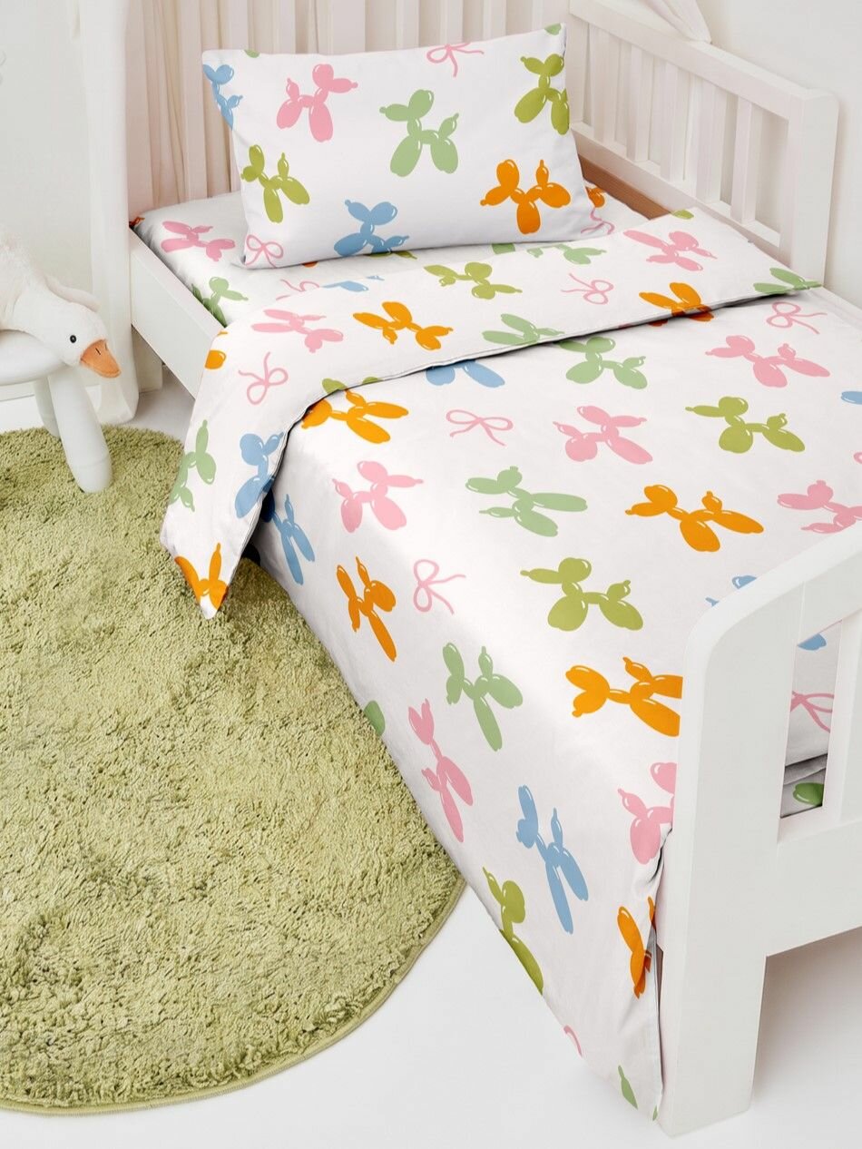 Cozy Home, Постельное белье детское, Поплин, 1,5 спальный, нав. 50х70, Яркие шарики