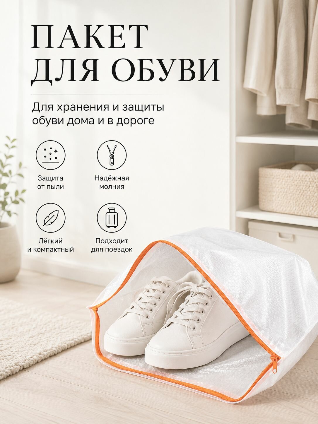 Пакет для обуви 22*48 см, белый, с молнией, икеа PARKLA сумка для обуви, мешок, икея паркла, органайзер