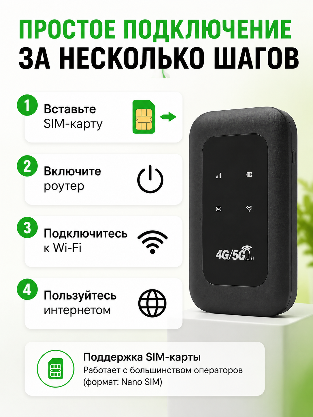 Роутер с сим картой в комплекте; Беспроводной; Роутер WIFI с сим картой; Модем 4G; LAN/WAN