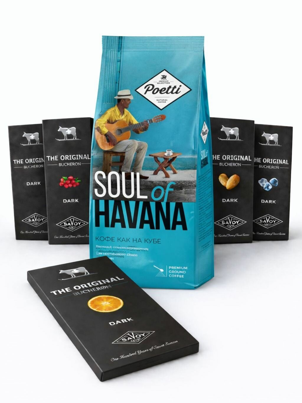 Дегустационный набор кофе и шоколада Poetti Soul of Havana 200 г + Bucheron 5 вкусов