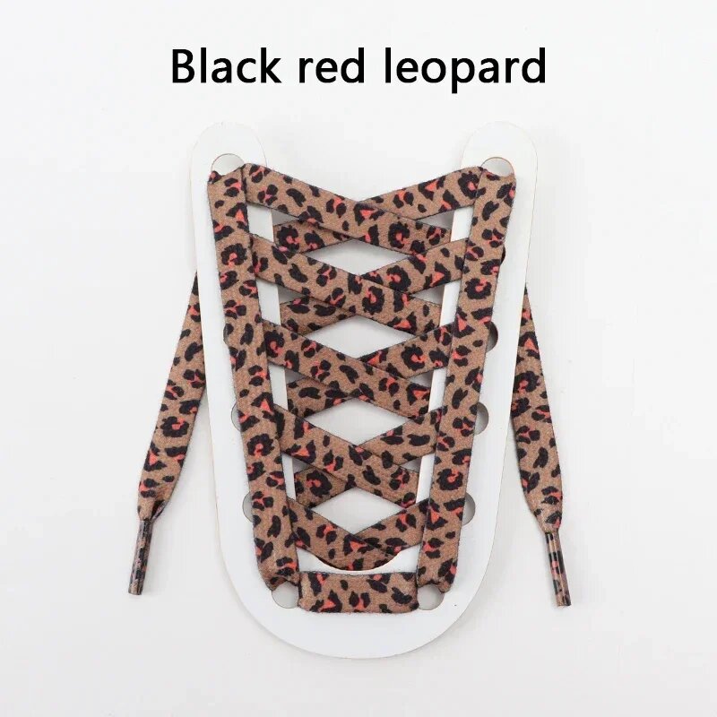 Шнурки с животным Black red leopard 120 см