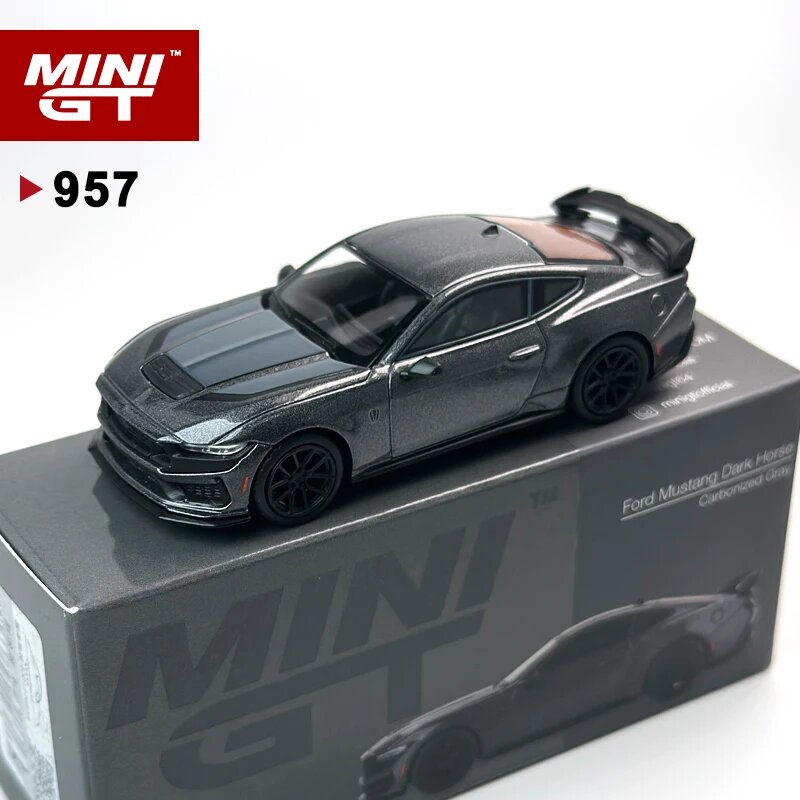 MINIGT 1:64 Ford Mustang Dark Horse 2024, карбонизированный серый, модель автомобиля MGT 957