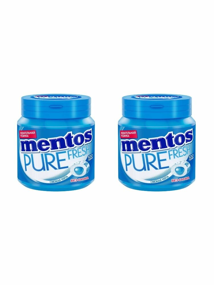 Mentos Жевательная резинка Pure Fresh вкус Свежая мята, 100г, 2 шт