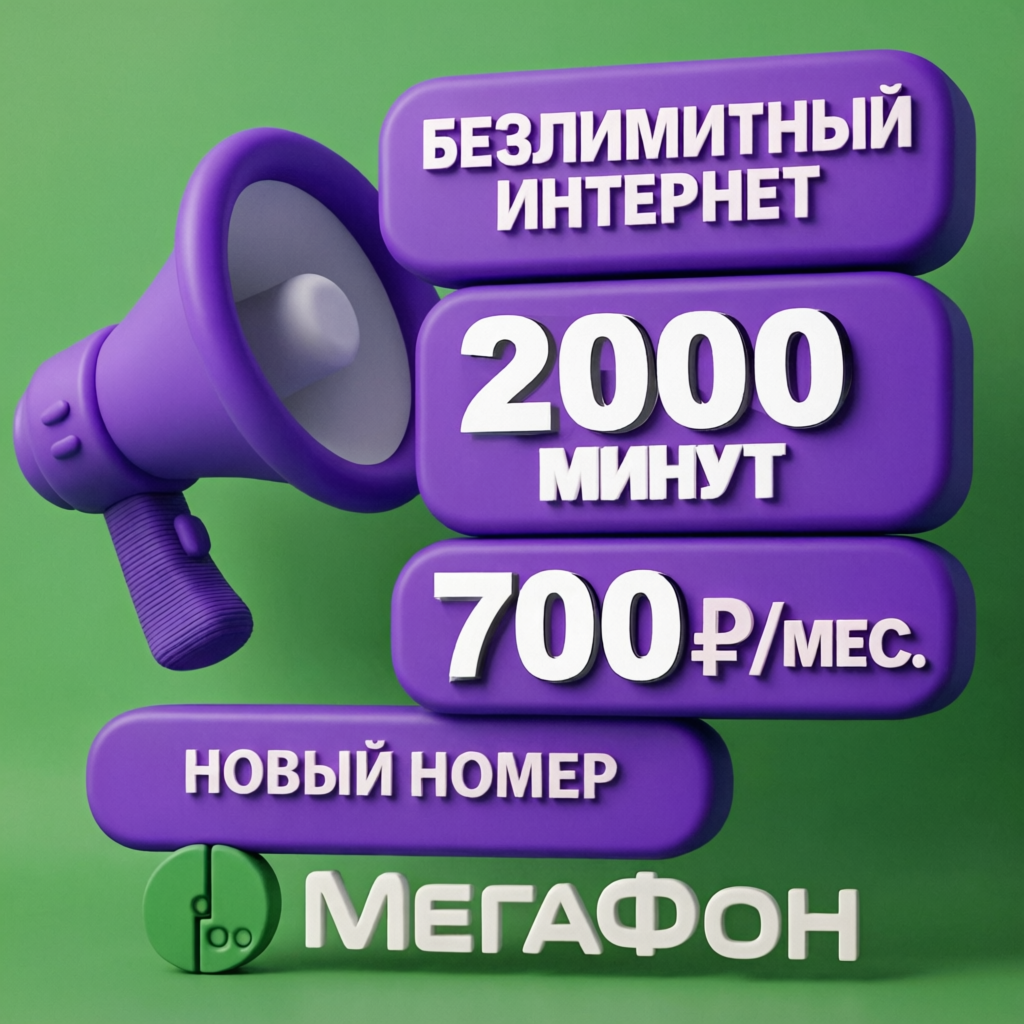 Сим-карта "МегаФон", безлимитный интернет, 700 рублей в месяц