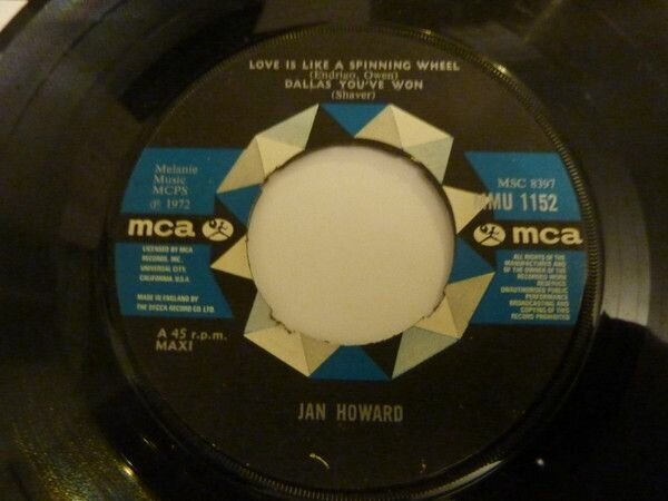Пластинка Jan Howard "Love Is Like A Spinning Wheel" 7" (Single/UK/1972) VG/VG