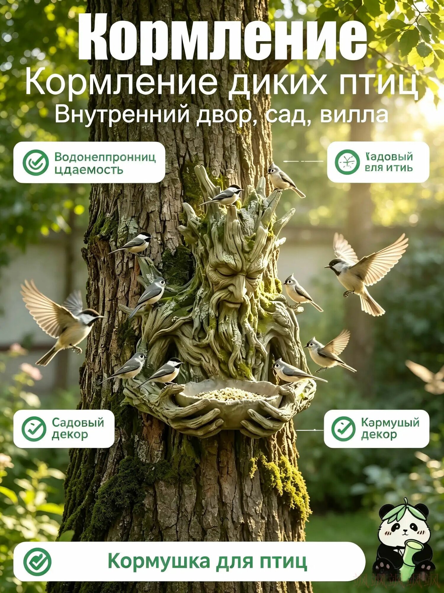 Кормушка для птиц дерево-старец, декор для сада, водонепроницаемая скульптура для дачи и виллы