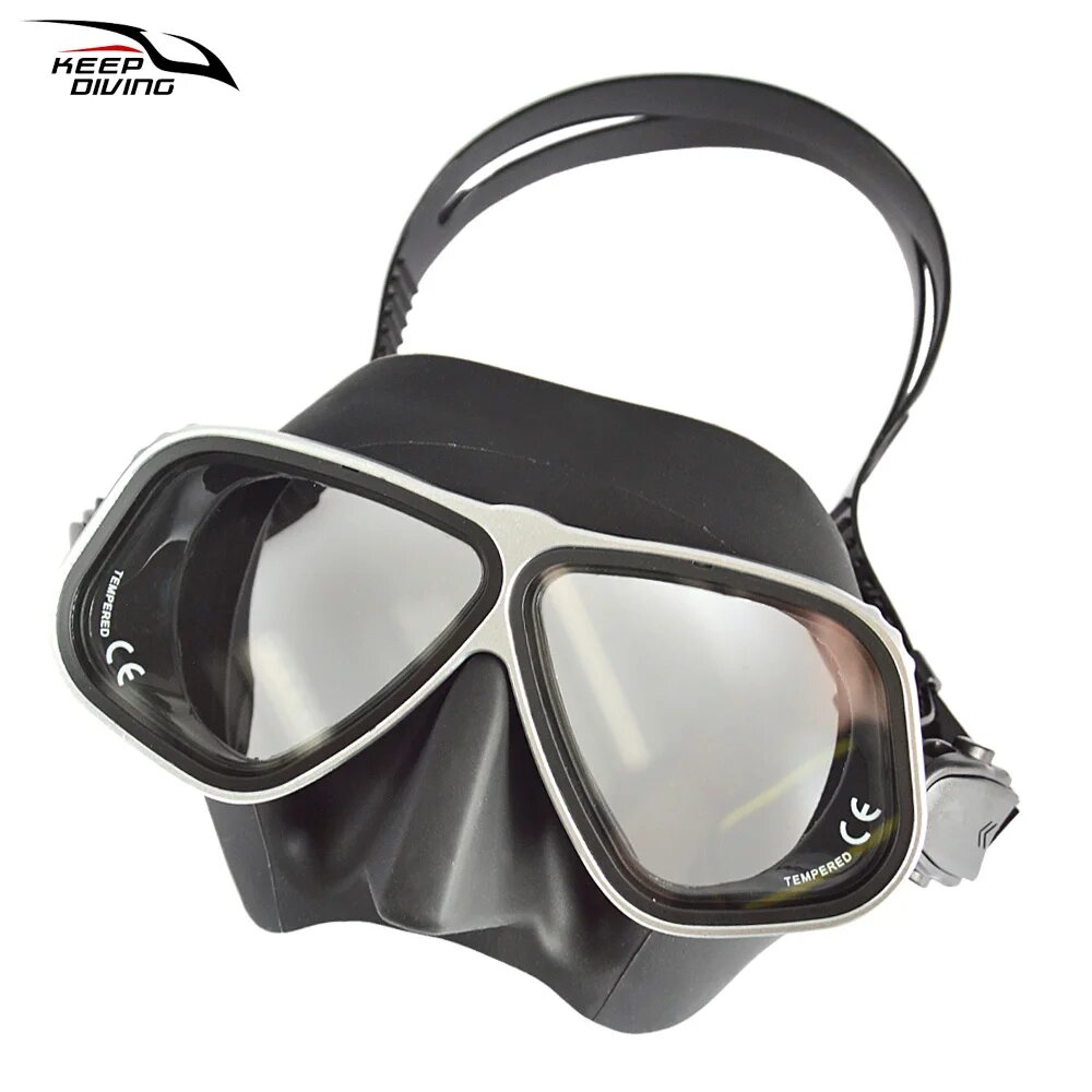 Маска для дайвинга KEEP DIVING DM-400 черная синяя Black silver