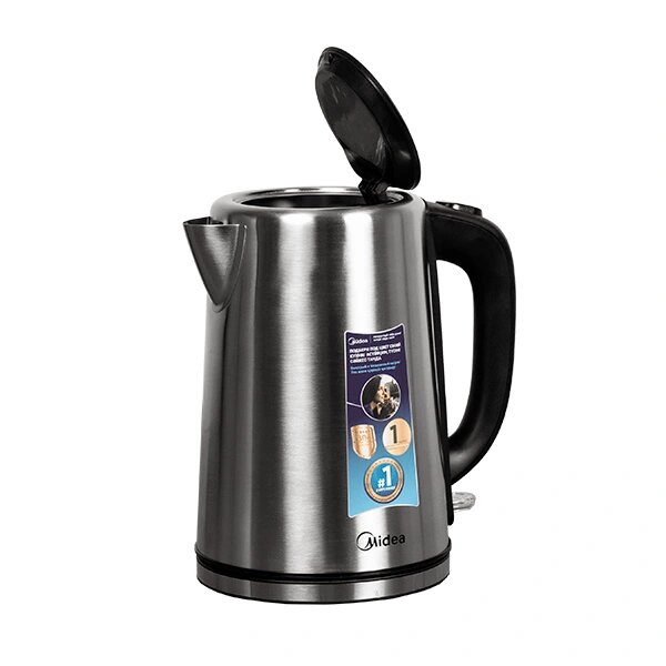 Чайник Midea MK-17S25A, нержавеющая сталь, 2150Вт, 1,7л, блокировка включения без воды — фото 1