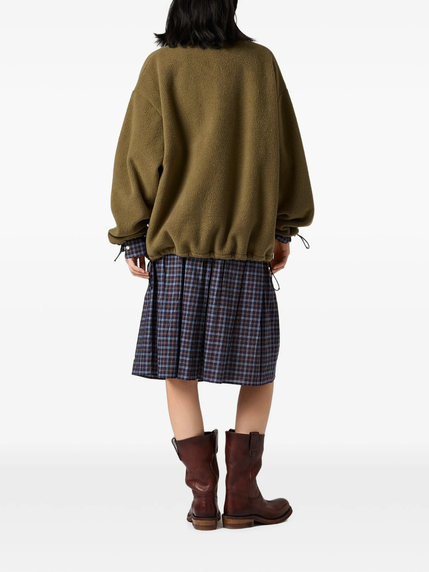 Куртка Miu Miu Fleece zipper jacket, размер 44, зеленый — фото 1