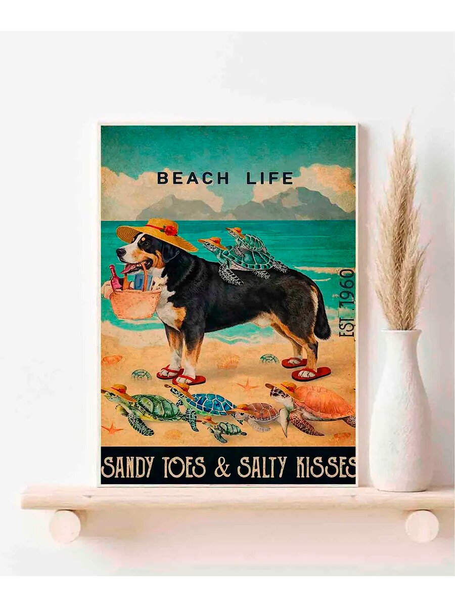 Большой швейцарский зенненхунд, Beach Life 1960, Плакат 30x