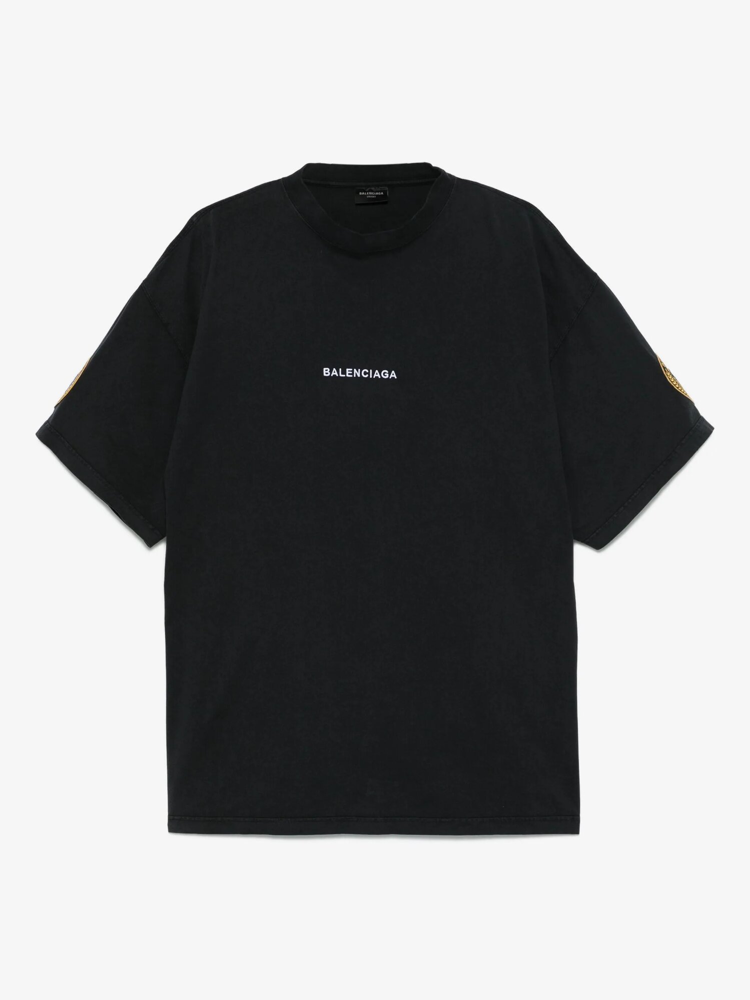 Футболка BALENCIAGA Logo-embroidered sleeve-patch t-shirt