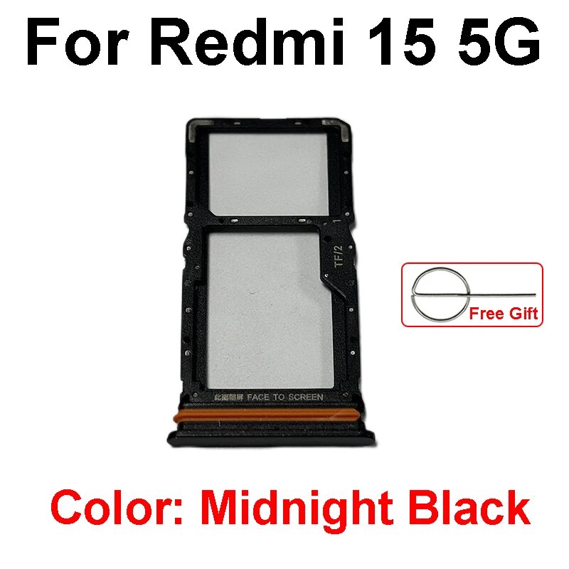 Для Xiaomi Redmi 15 15C 4G 5G внутренний лоток для SIM-карты и разъем, полный держатель 15 5G-Black