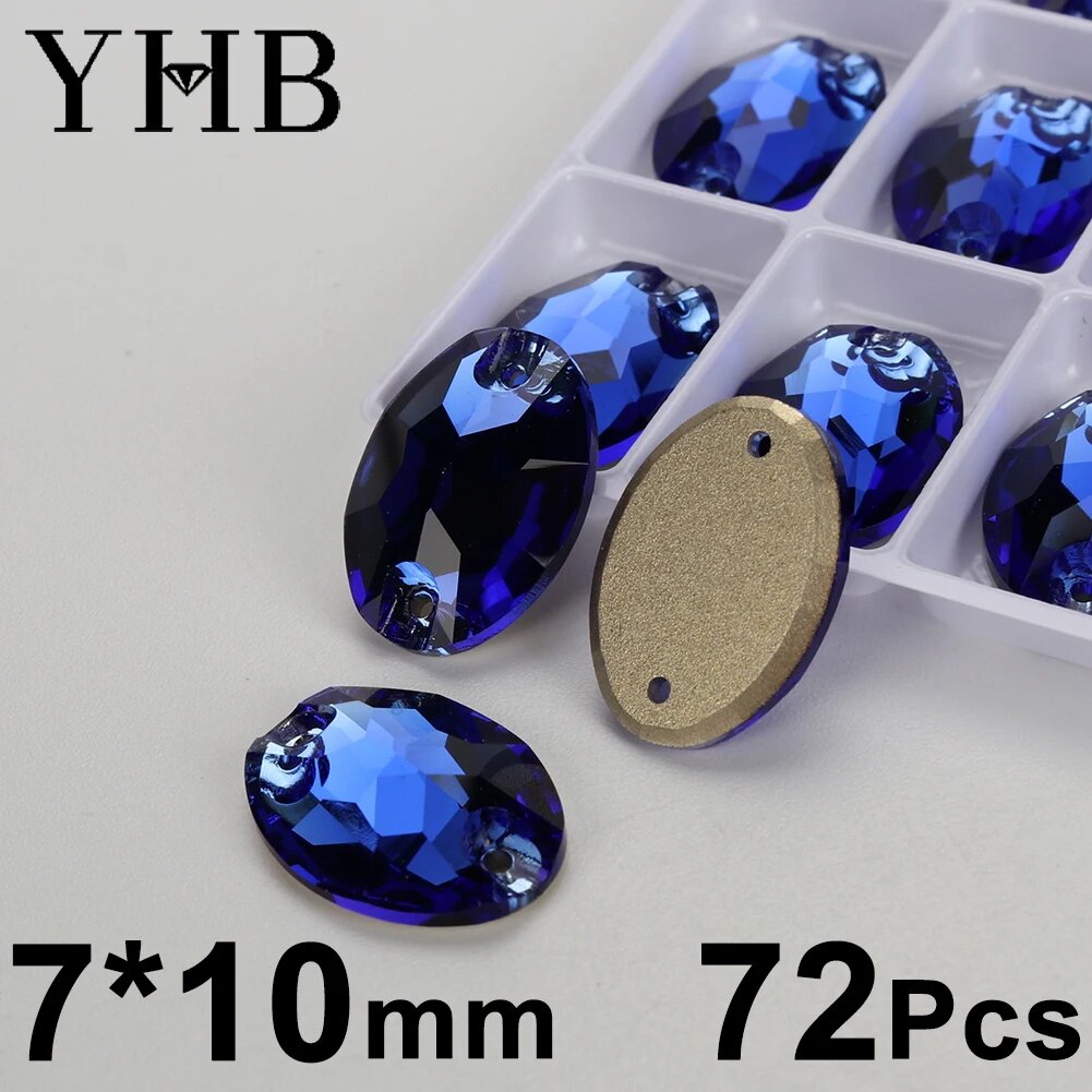 Стразы темно-синие Oval 7x10mm YHB