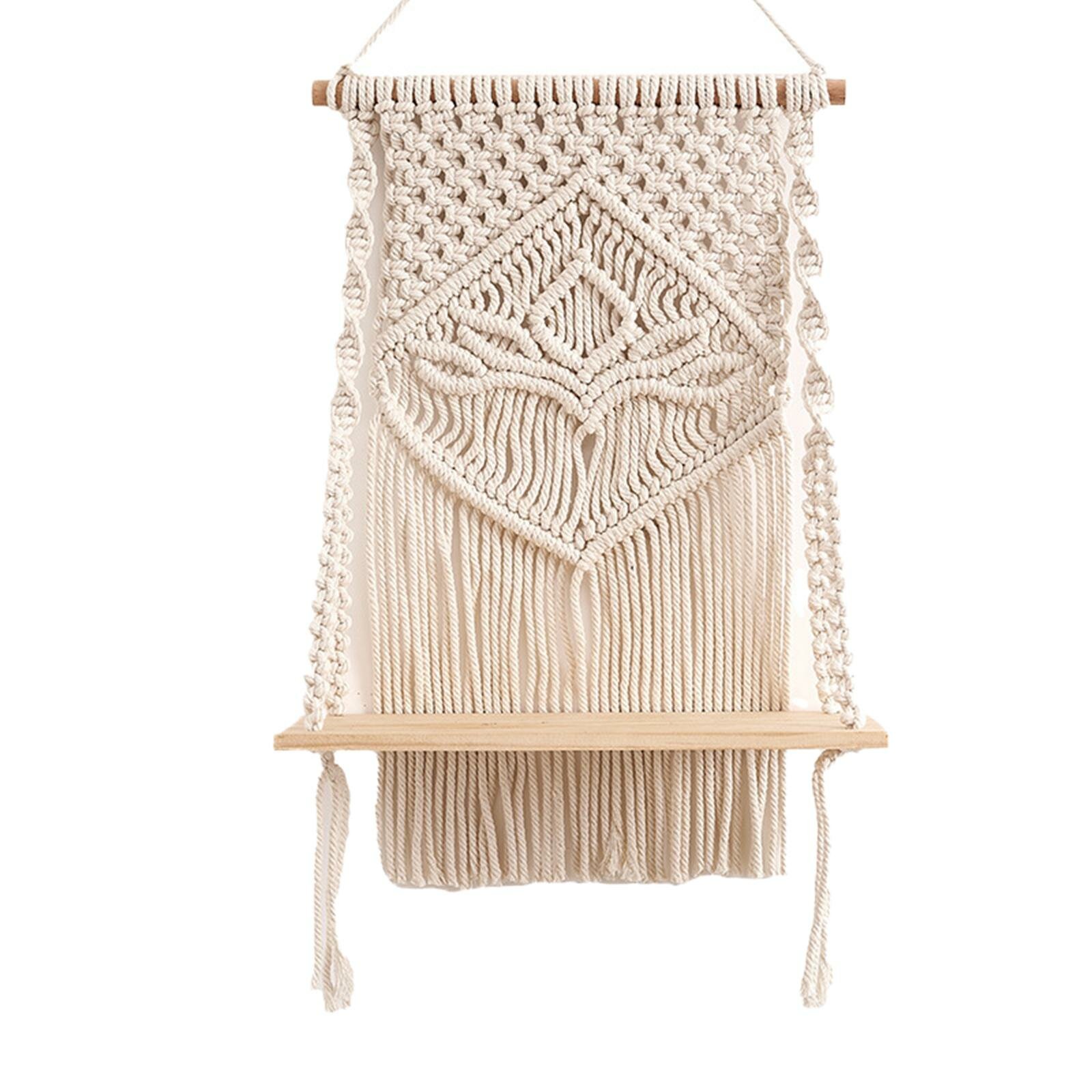 Настенная полка из макраме, подвесная полка в стиле бохо для спальни и гостиной.