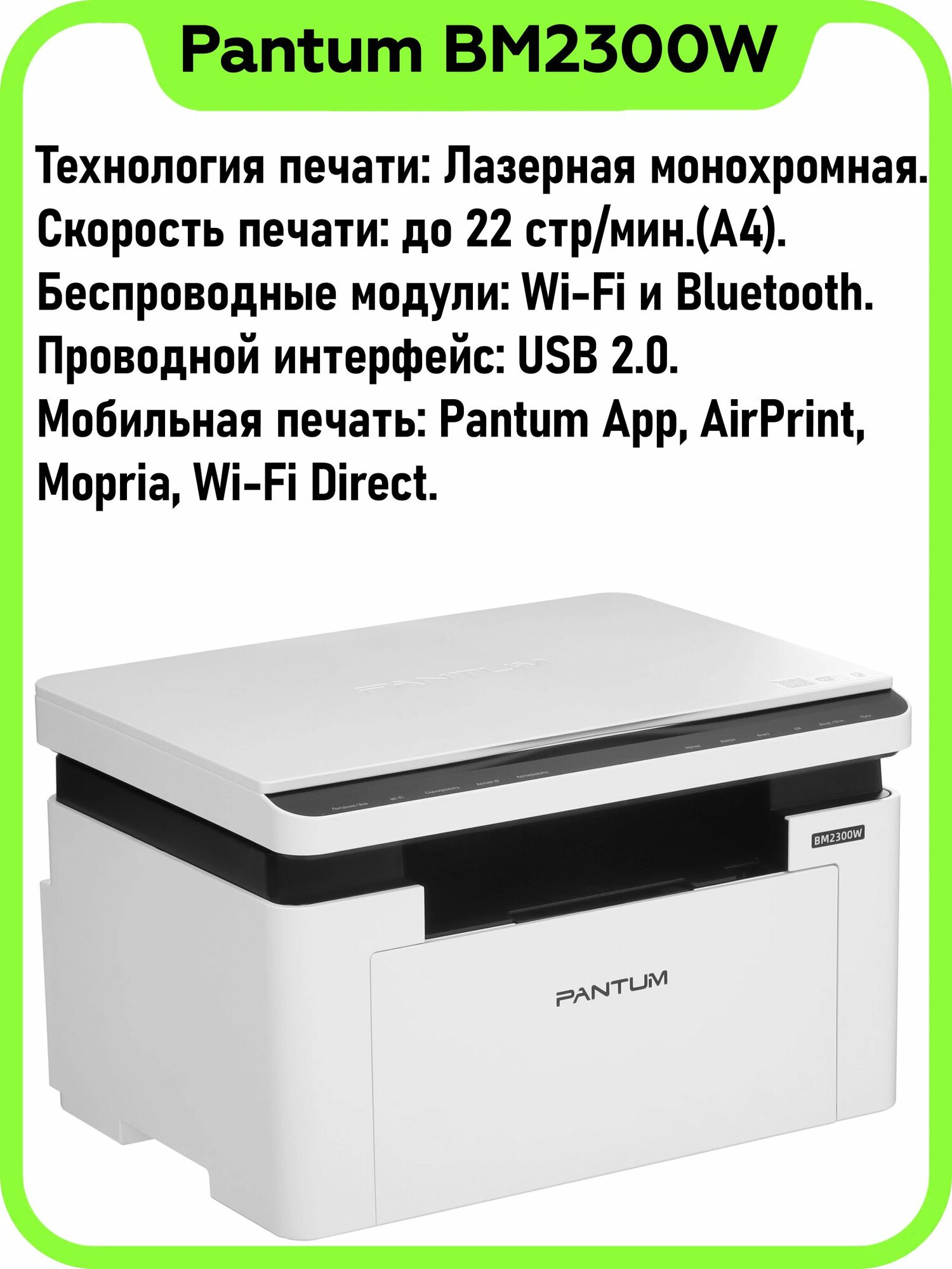 Лазерное монохромное МФУ Pantum BM2300W
