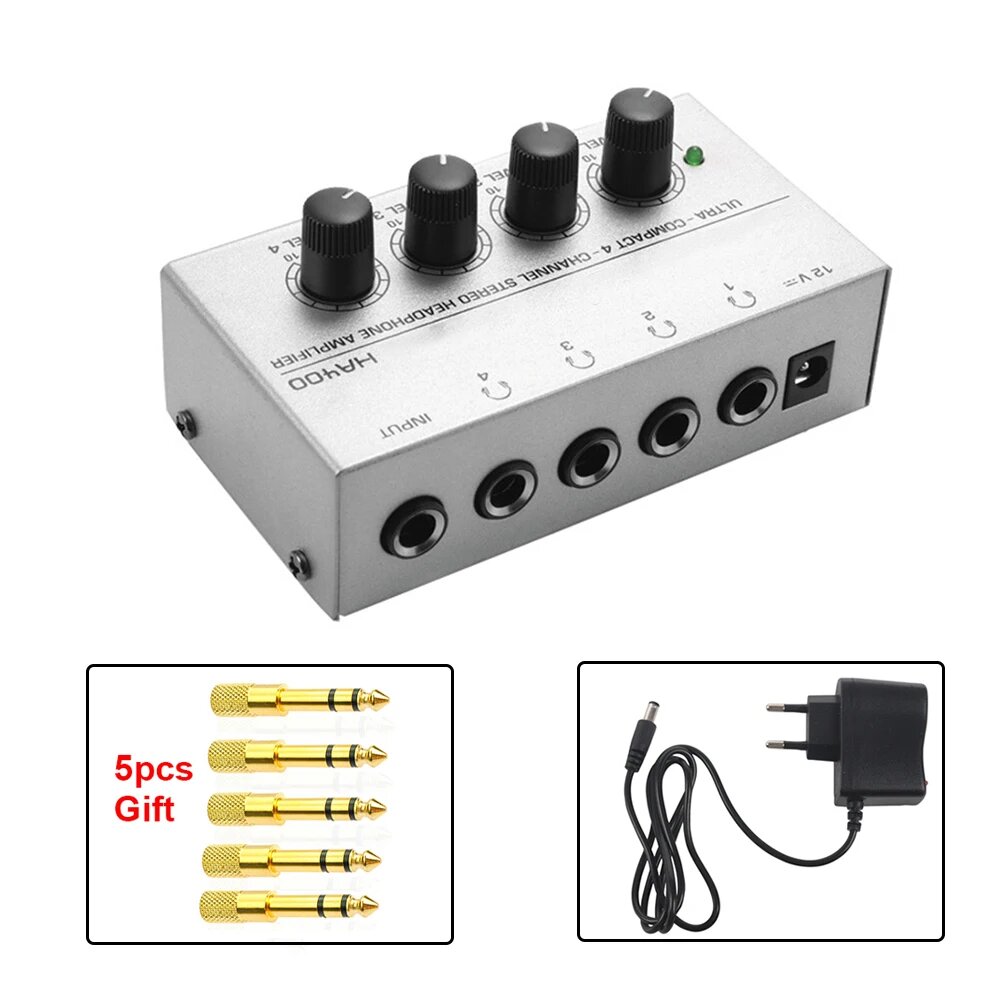 YiFanHeRong HA400 4-канальный усилитель для наушников Серый, Silver EU Plug
