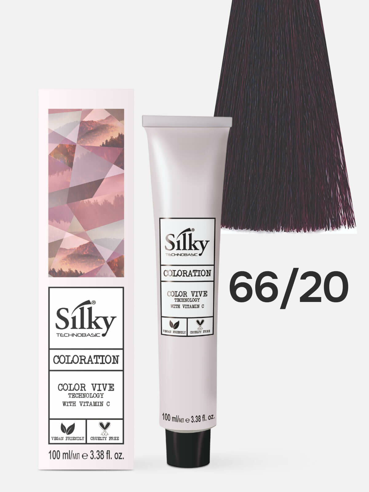 Крем - краска для волос профессиональная Silky Color Vive/Ultralift 66/20 Темный русый Интенсивный фиолетовый, 100 мл