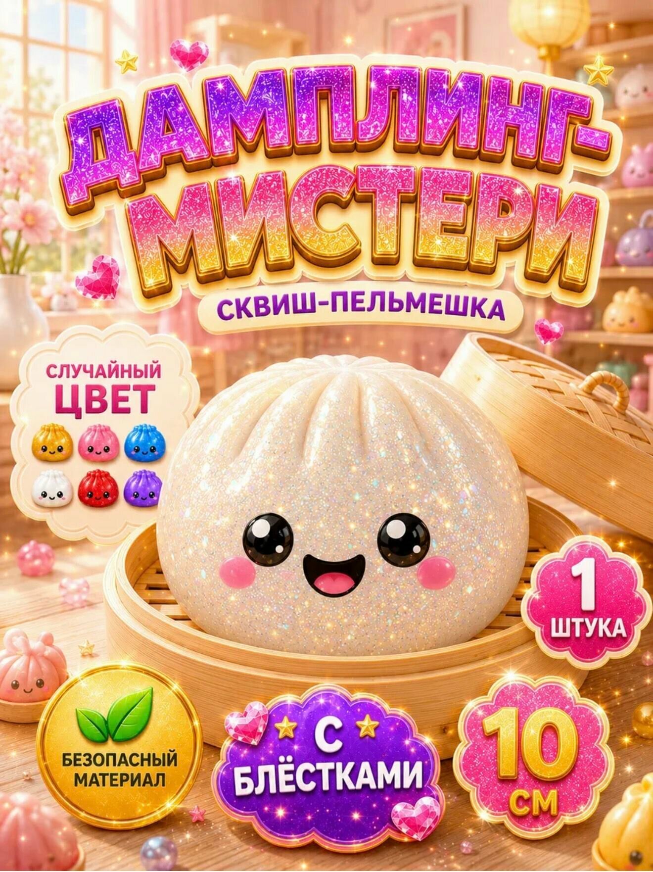 Glitter Dumpling Хинкали антистресс /пельмени сквиш/ антистрес сквиш-мялка/ игрушка для снятия стресса мялка для рук сквиш антистресс хинкали мялка