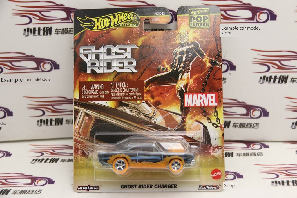 Hot Wheels Premium Ghost Rider Charger, лакированный автомобильный макет, цвет узорчатый, масштаб 1:64, игрушечный