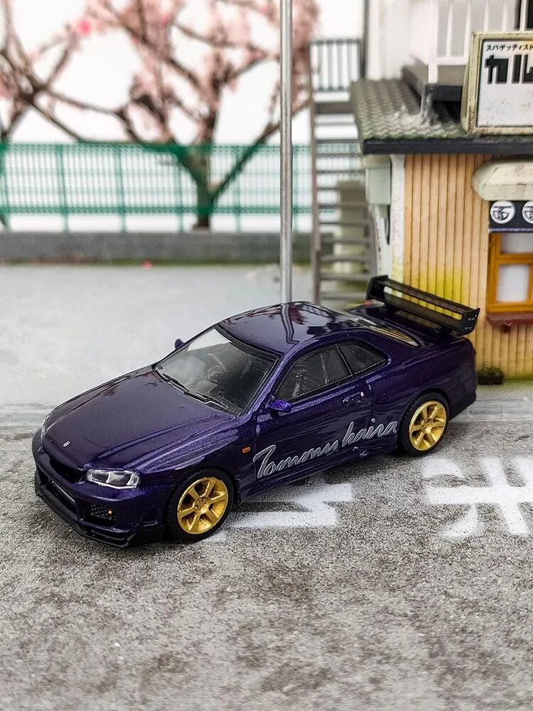Машинка TSM MINI GT 1/64 Nissan Skyline GTR (R34) Tommykaira Rz Purple #616 Die-cast Alloy Car Model Collection Gift