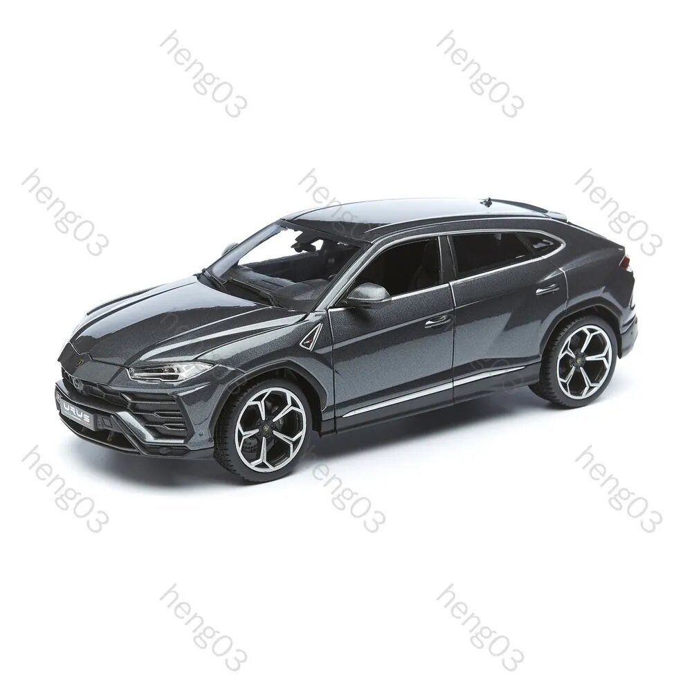 Машинка металлическая Lamborghini Urus, открывающиеся двери, капот и багажник, поворачивающиеся резиновые колеса, масштабная коллекционная модель Bburago Бураго 1:18, серая, Ламборджини