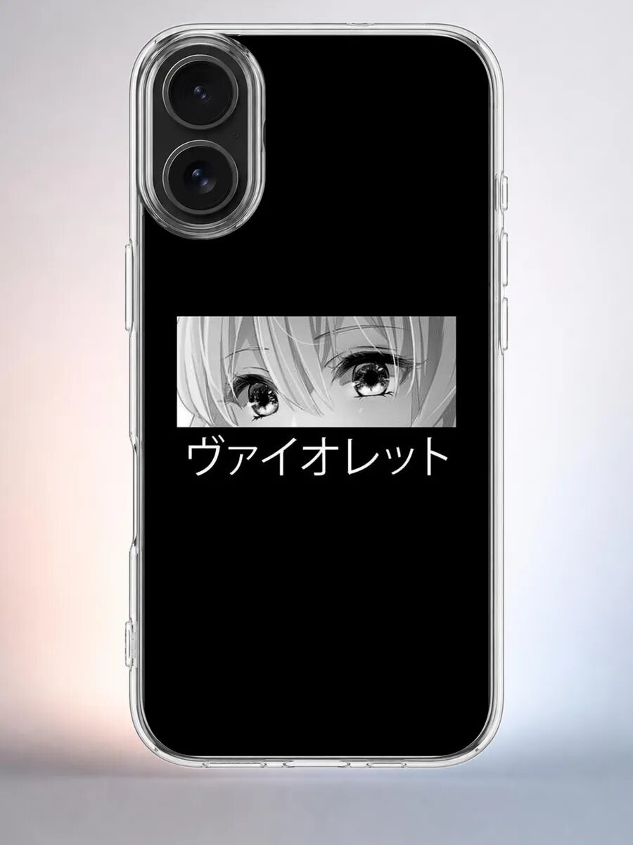 Чехол iPhone 16 меч иероглифы силиконовый прозрачный