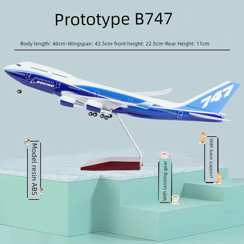 Прототип модель самолета Боинг 747 с колесами, 47 см алюминиевая копия