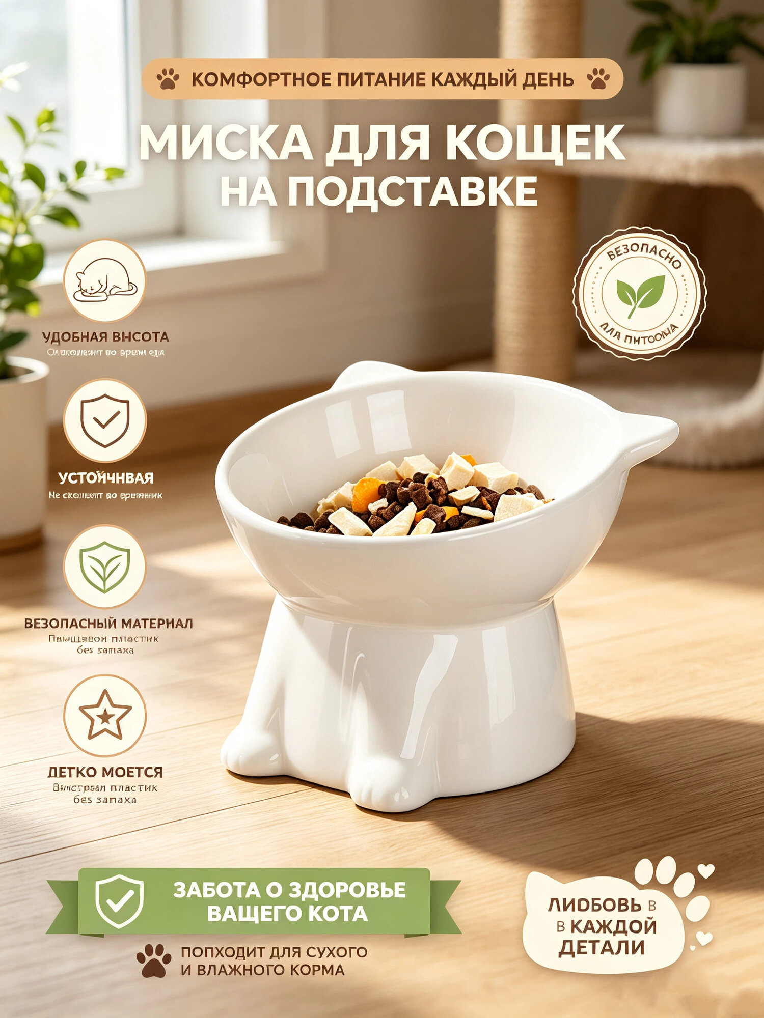 Миска для корма для домашних животных большой емкости для кошек