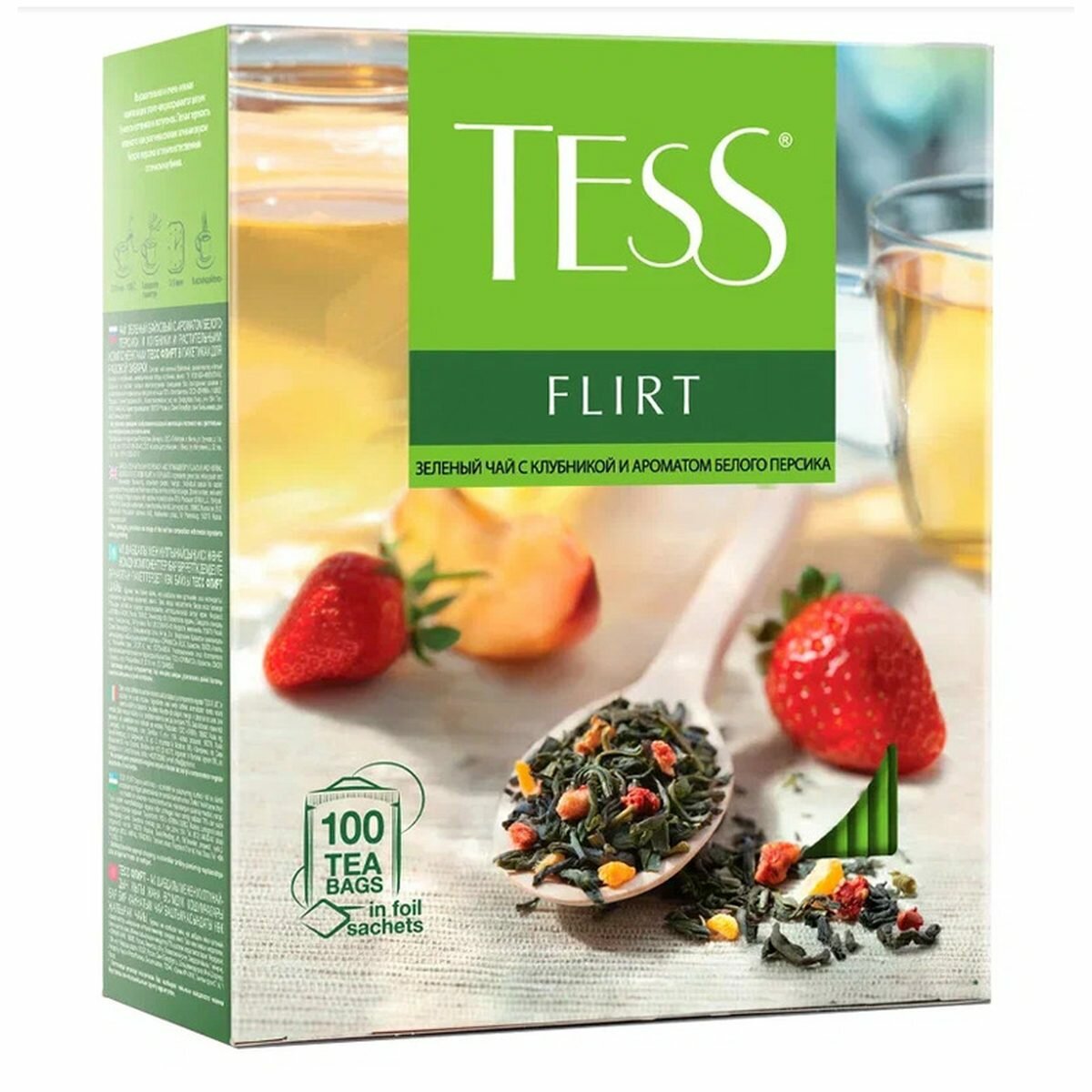Чай Tess Flirt, зеленый, 100 фольг. пакетиков по 1,5г (1476-09), 9 уп.