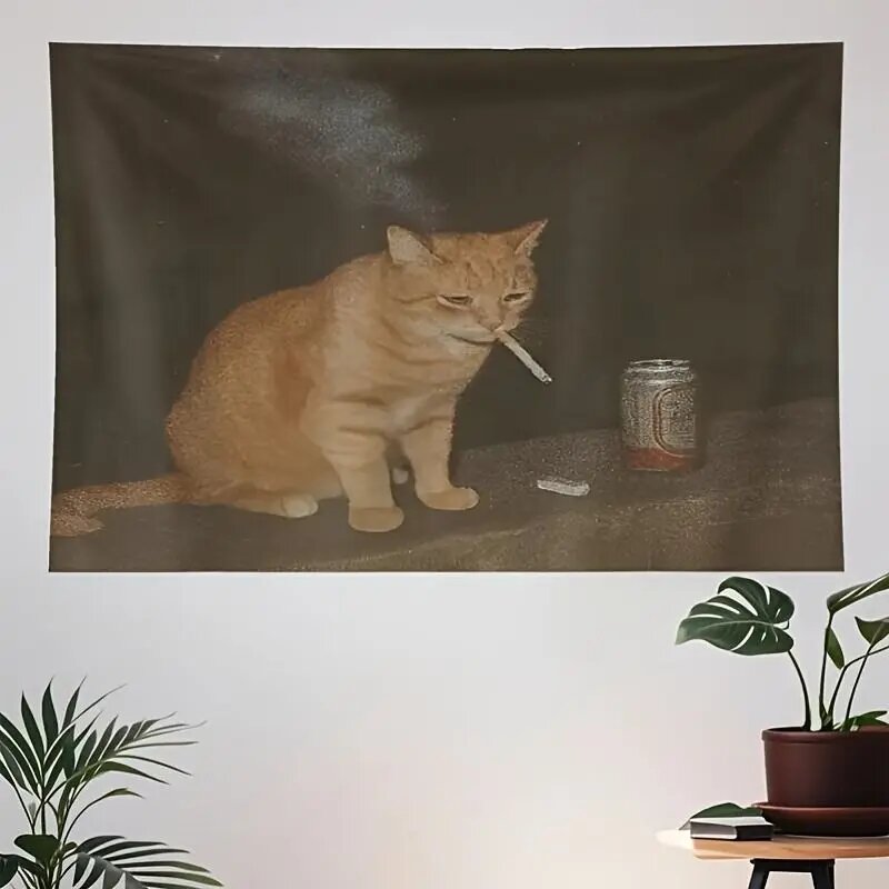 VIKAMA Ретро-гобелен с оранжевым котом 75x100cm(2.5X3.3FT