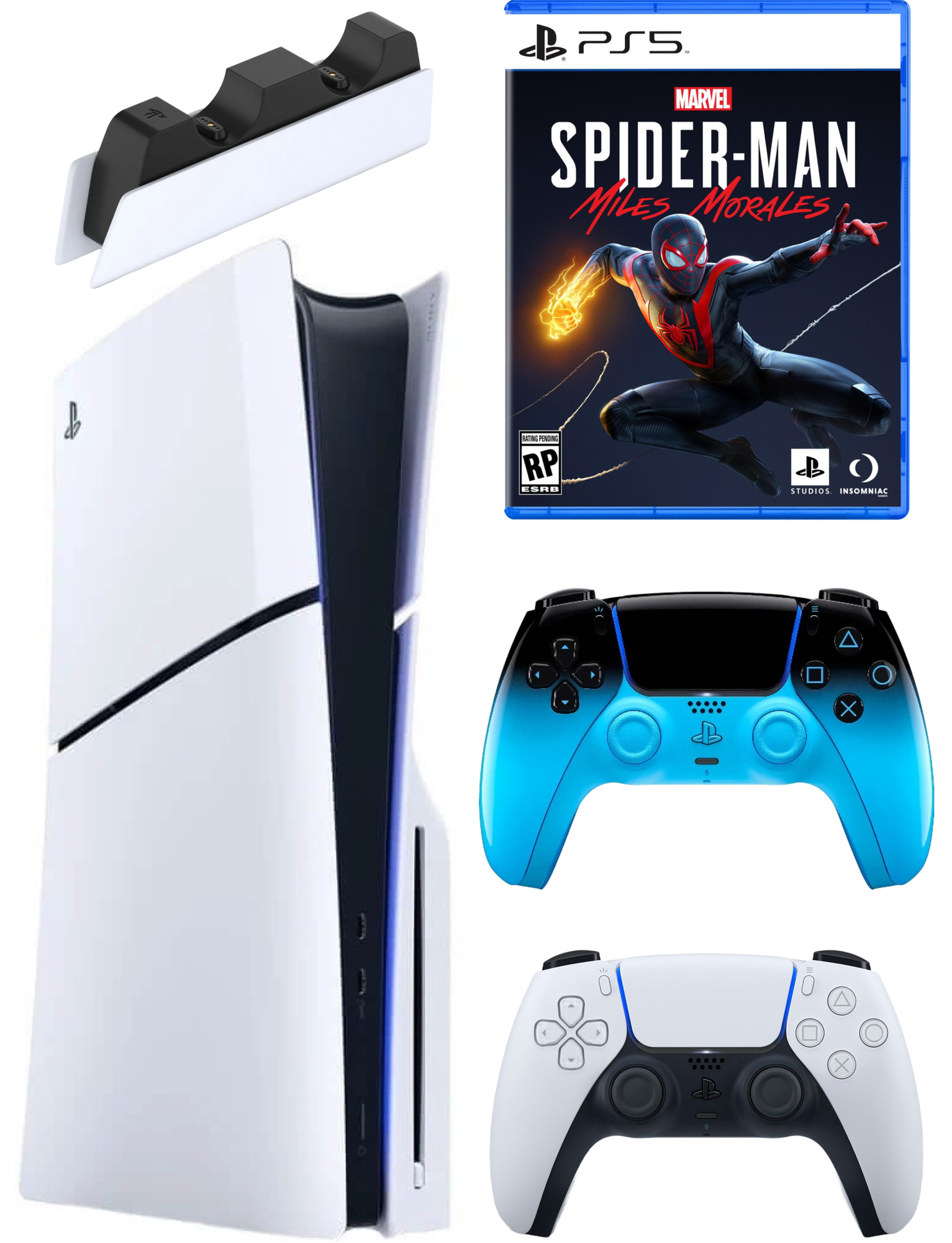 Игровая приставка Sony PS 5 Slim,1ТБ(с дисководом) +2-ой геймпад+Зарядная станция+Spider-Man: Miles Morales