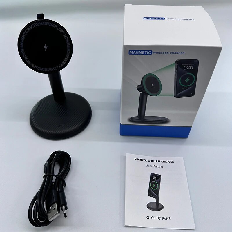 Беспроводная магнитная зарядная станция 15 Вт для iPhone 16 15 14 13 12 Pro Max с быстрой зарядкой Qi2 (модель 2025 года)