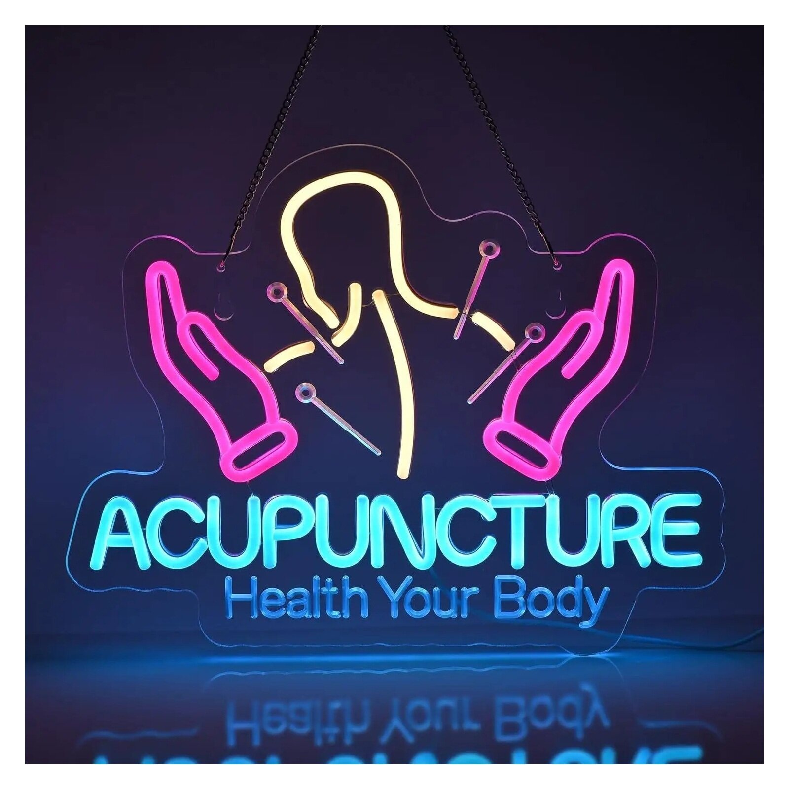 Неоновая вывеска Acupuncture светодиодная подсветка с USB и регулировкой яркости для релаксации 30x38.44cm