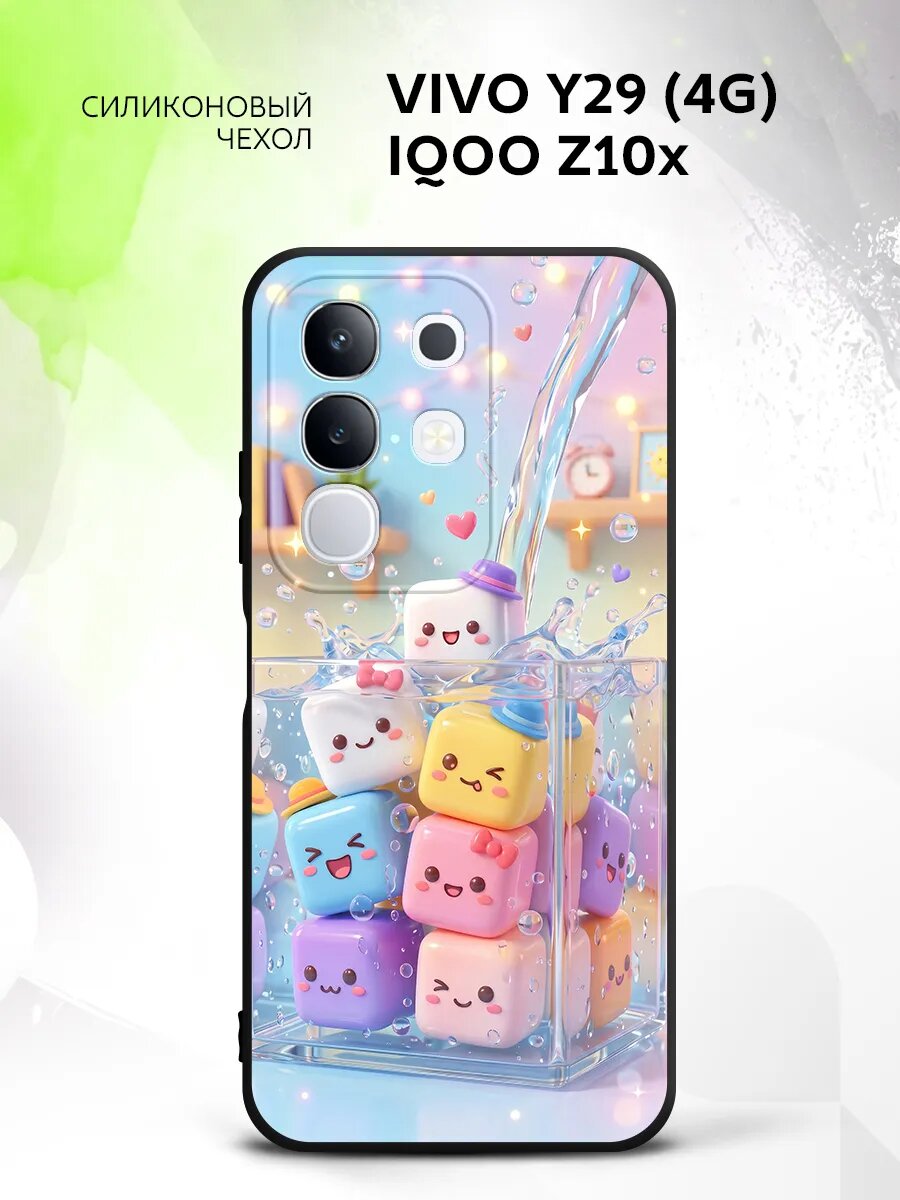 Чехол на Vivo Y29 (4G)/IQOO Z10x, Виво У29 (4Г)/IQOO Z10Х кейс, противоударный, с принтом кубики аниме
