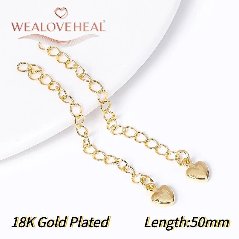 WEALOVEHEAL Удлинители цепочки золотые латунные 5 см 20 шт 20 pieces, 18K Gold Plated