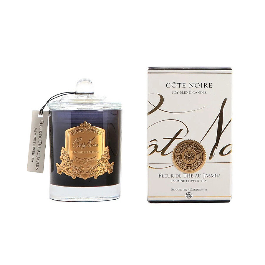 Ароматическая свеча FLEUR DE THE AU JASMIN Cote Noire Цветок Жасмина с золотым декором, 185 г