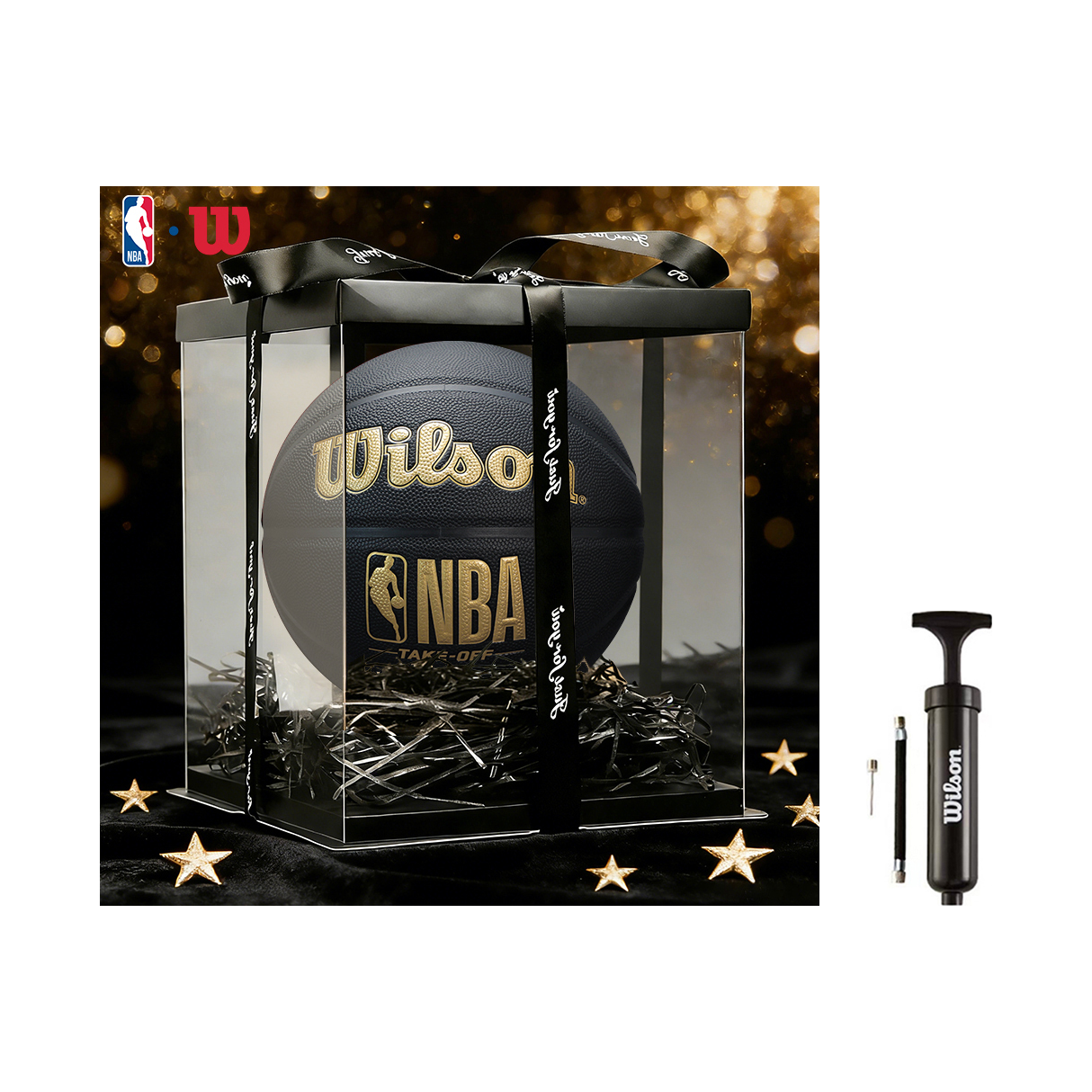 Баскетбольный мяч унисекс Wilson x NBA TAKE OFF WZB532 PU Classic Black Gold, размер 7