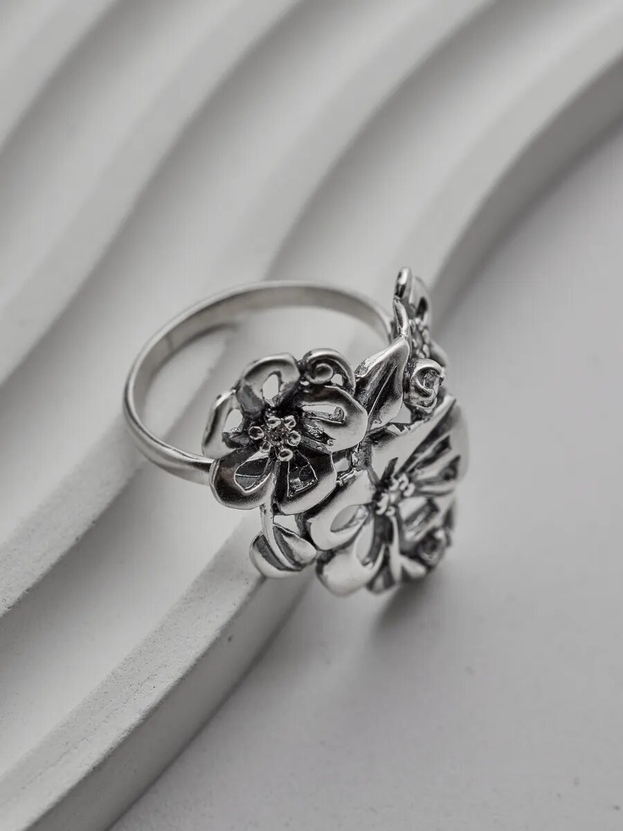 Кольцо, серебро, 925 проба, фианит