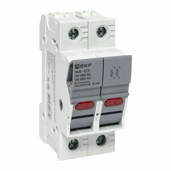 Предохранитель-разъединитель DF 10х38 2п (тип ПВЦ), EKF DF102-E (1 шт.)