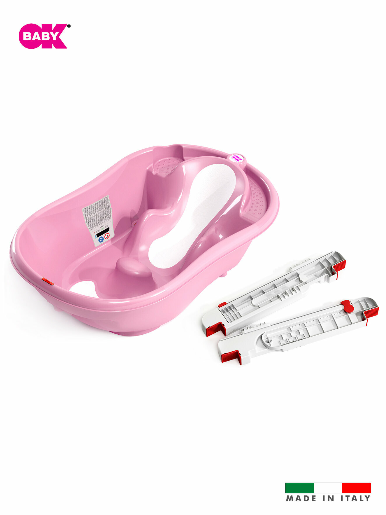 Комплект ванночка Ok Baby Onda Evolution+ крепление для ванной Розовый