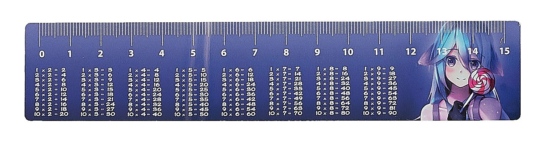 Линейка 15см "Аниме. Леденец" с таблицей умножения