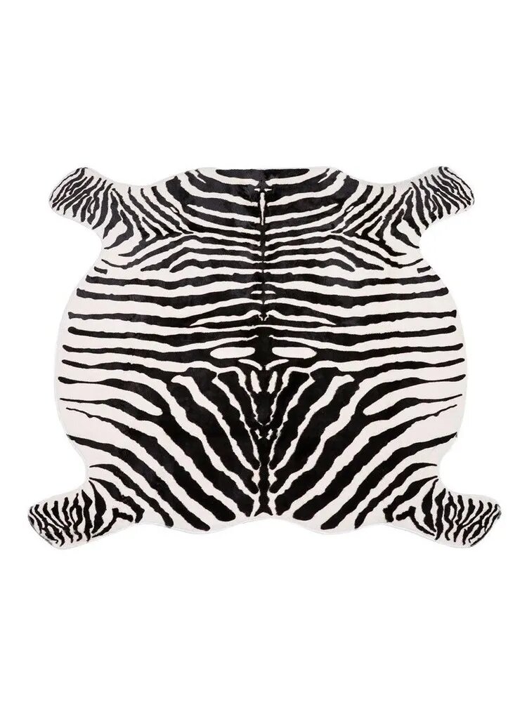 Ковер в виде шкуры зебры из полипропилена, нестандартной формы, черно-белый