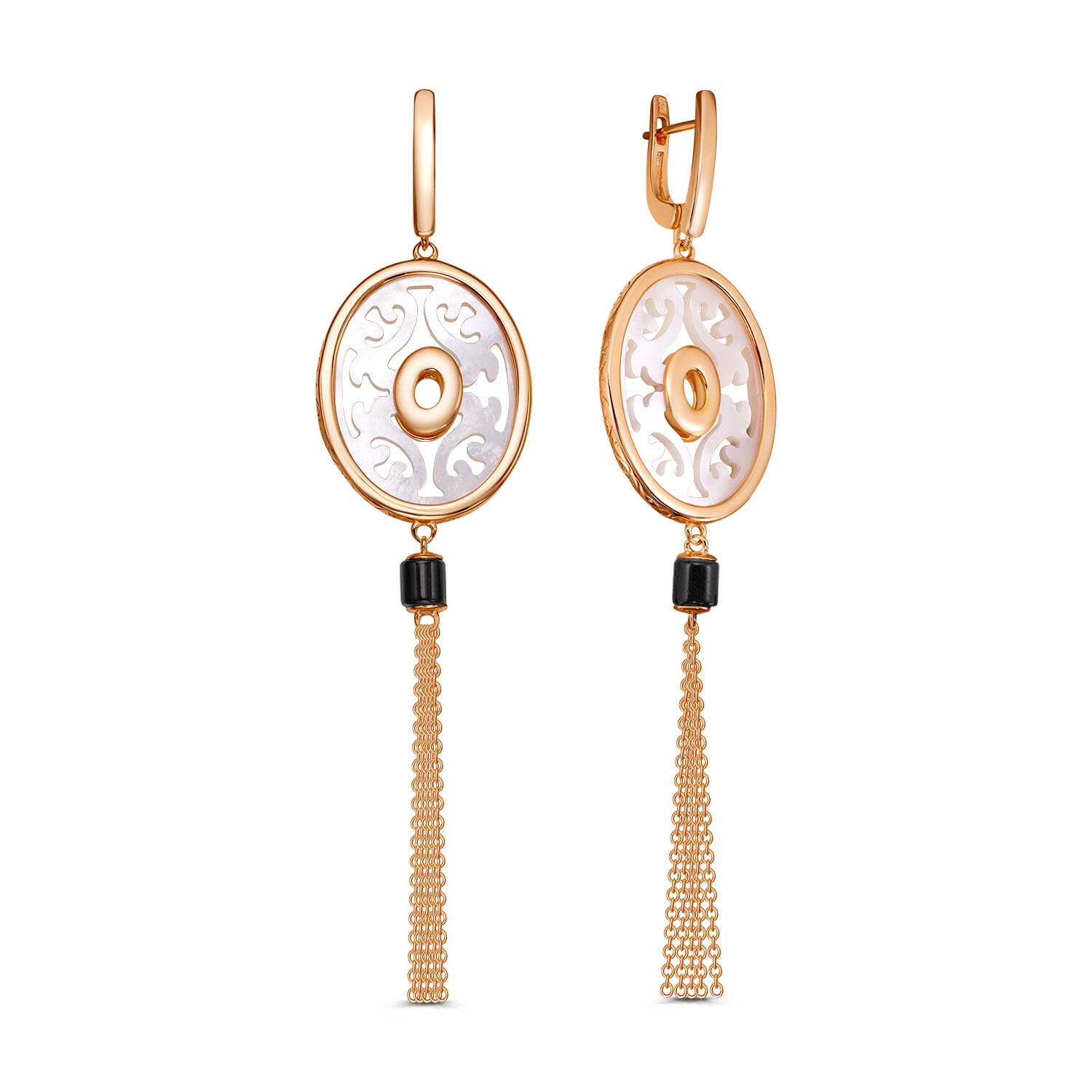 Серьги с подвесками, серебро, 925 проба, родирование, перламутр, оникс