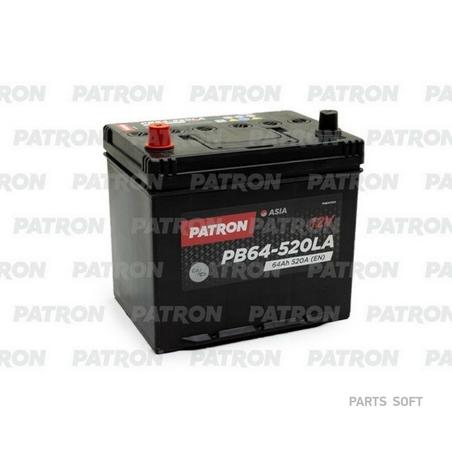 Аккумулятор PATRON ASIA 12V 64AH 520A (L+) B1 230x173x222mm 14,9kg от официального дистрибьютора, PATRON, артикул PB64520LA