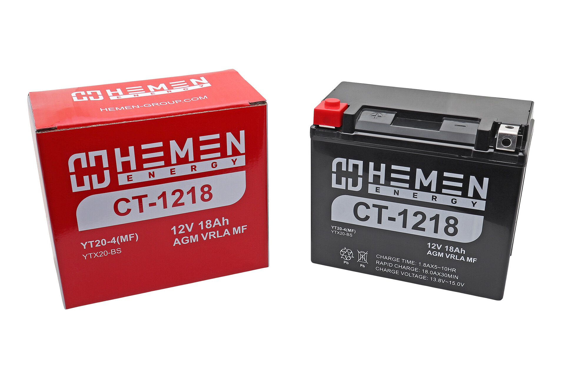 Аккумулятор 12В18Ач HEMEN ENERGY CT1218 (YTX20-BS)