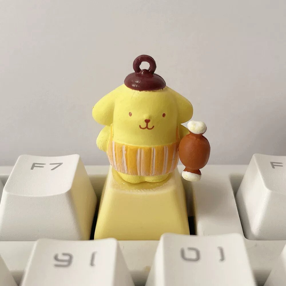 Милый механический кейкап для клавиатуры, перекрестный, с тремя глазами, в виде пушистого монстра-собаки, с большими