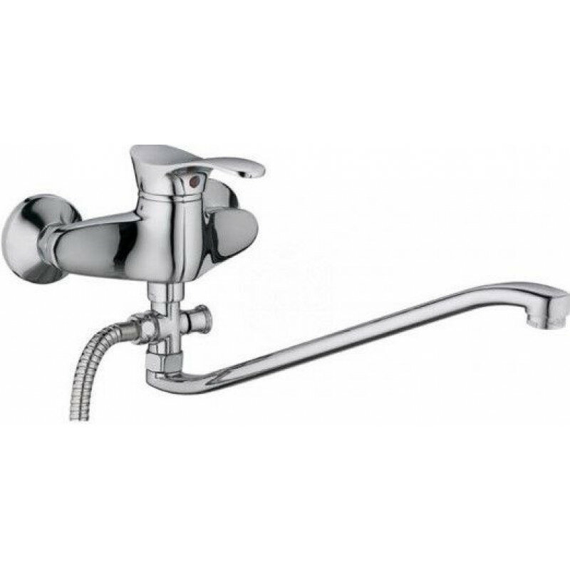 Смеситель Ledeme L2101, латунь, хром, настенный, антиизвестковое покрытие с аксессуарами и кнопочным дивертором