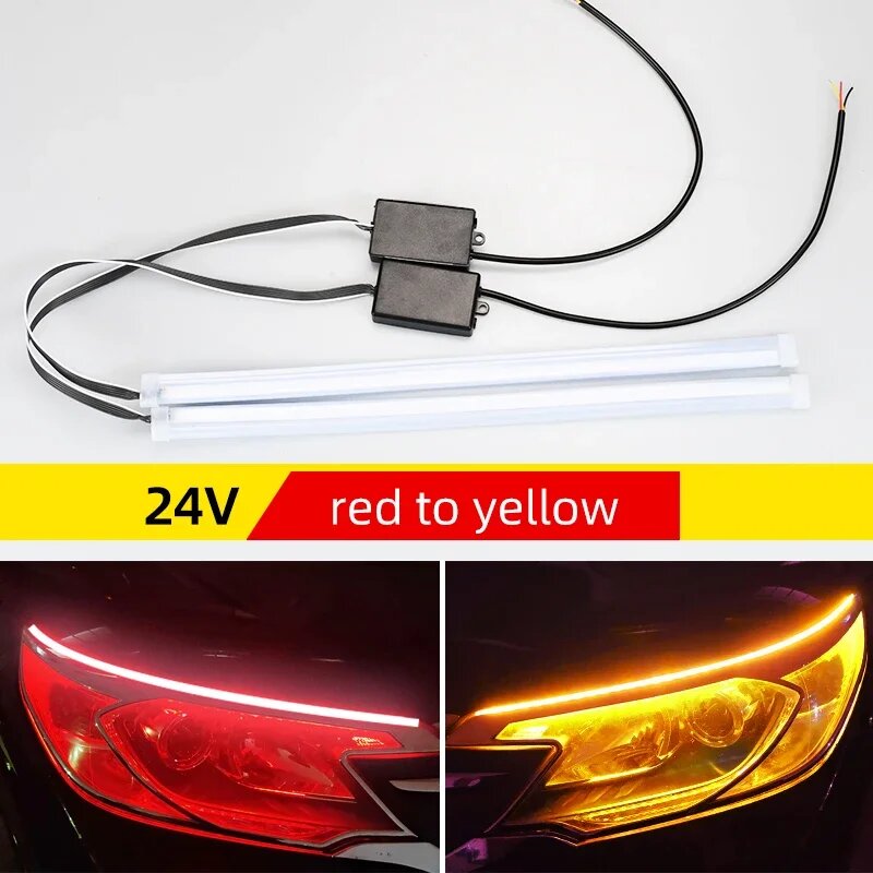 24В LED ДХО для грузовика, red to yellow, 45cm